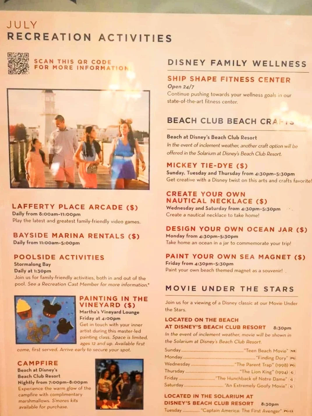 Disney's Yacht & Beach Club Resort Activity Calendar Archive — Magical ...