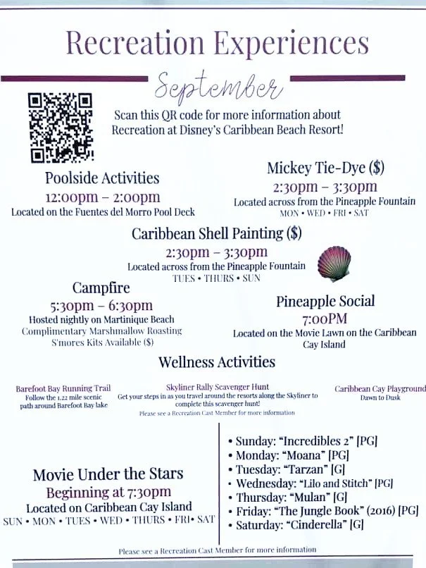 Disney's Caribbean Beach Resort Activity Calendar Archive — Magical ...