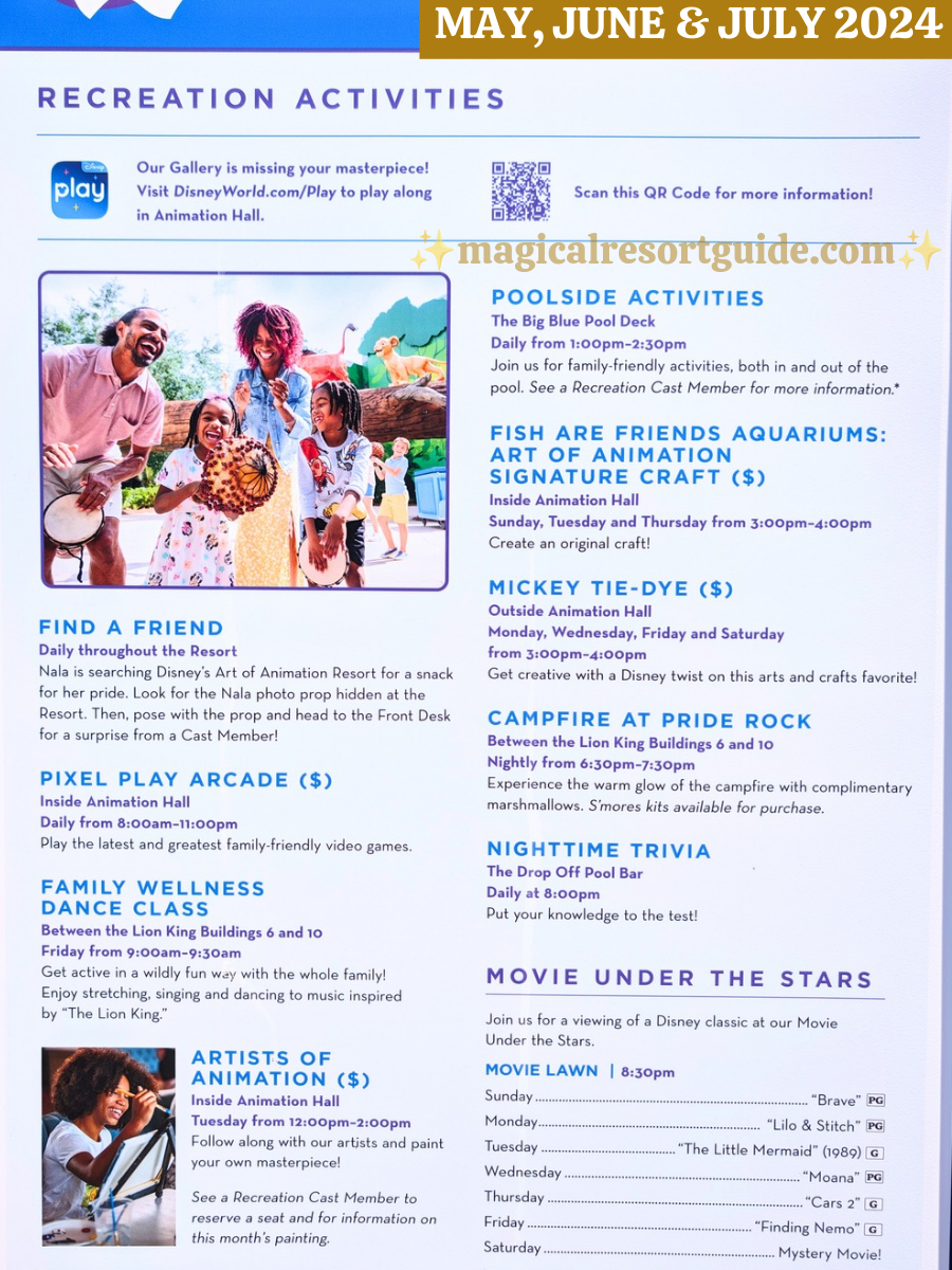 Disney's Art of Animation Resort Recreation Activities — Magical Resort ...