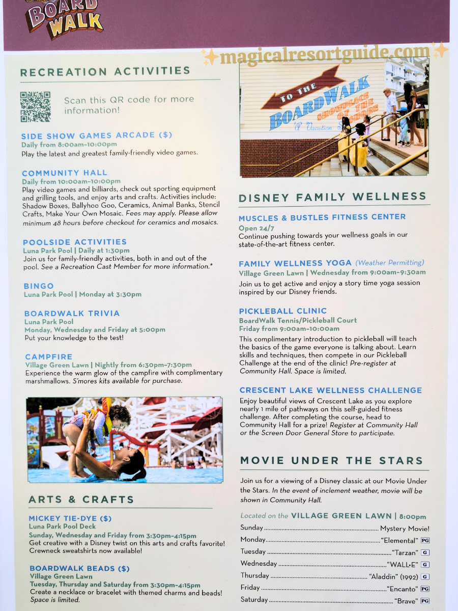 Disney's BoardWalk Inn Resort Activity Calendar Archive — Magical ...