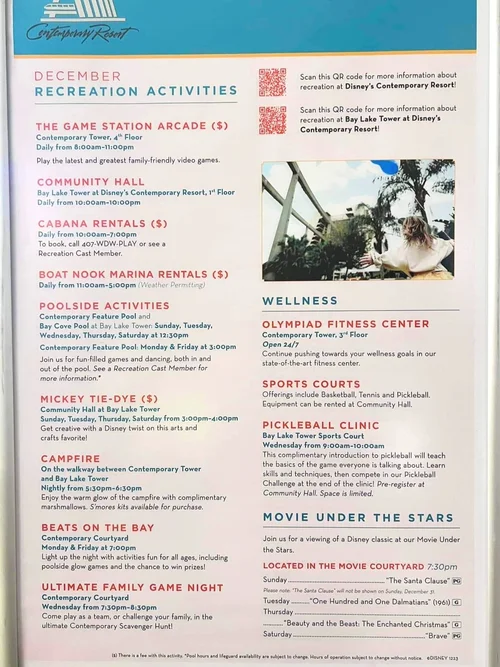 Disney's Contemporary Resort Recreation Activities — Magical Resort Guide