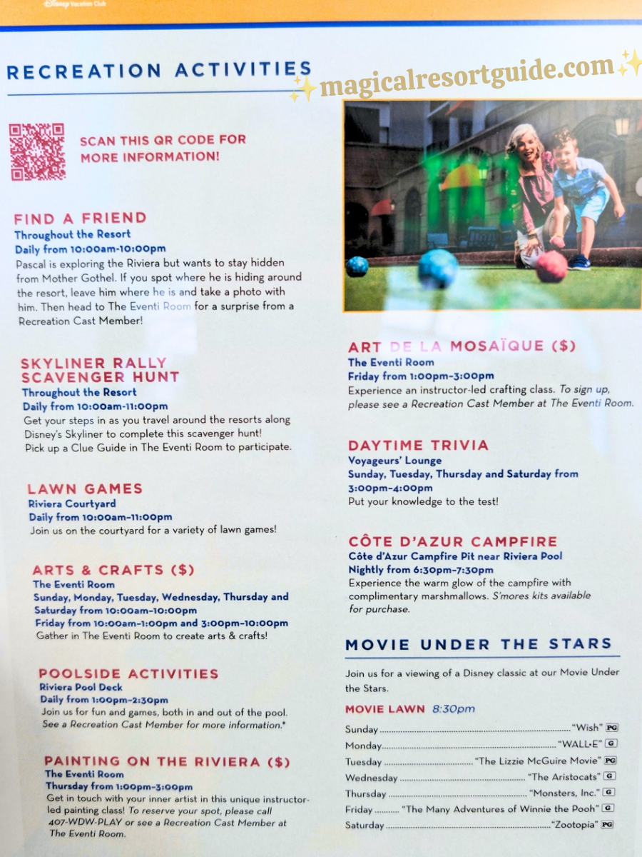 Disney's Riviera Resort Recreation Activities — Magical Resort Guide