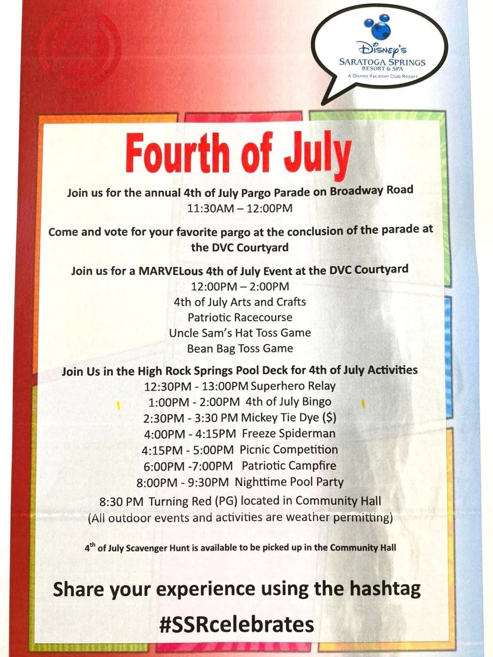 July 4th Activities at Disney's Saratoga Springs Resort — Magical Resort Guide