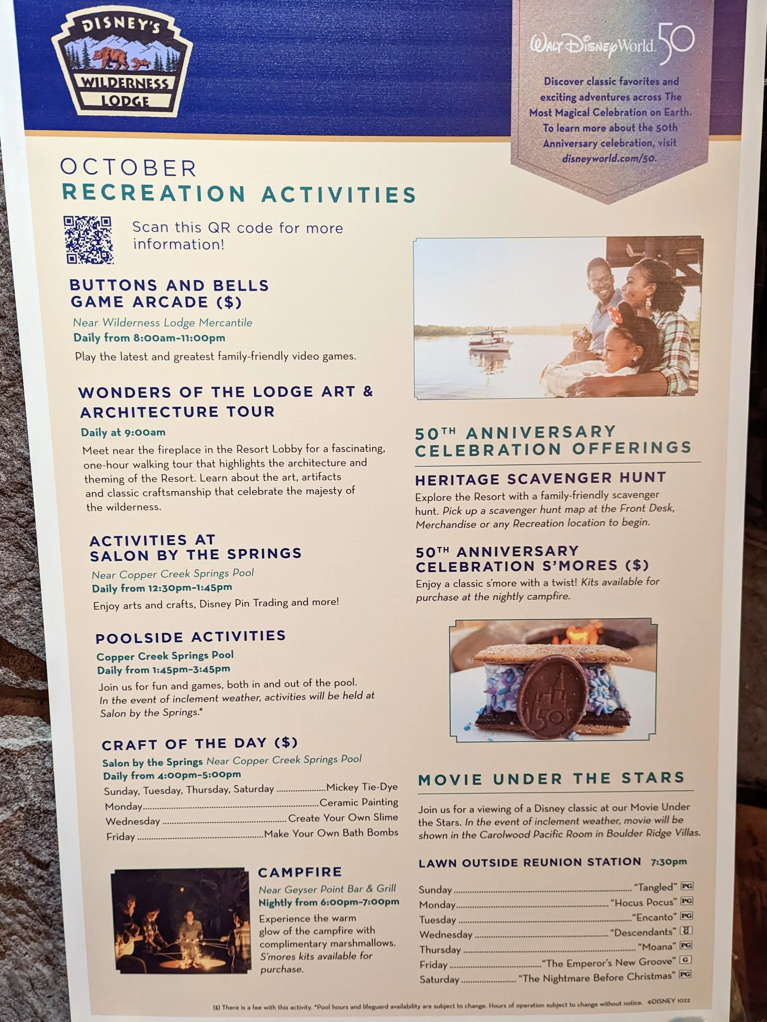 Disney's Wilderness Lodge Resort Activity Calendar Archive — Magical ...
