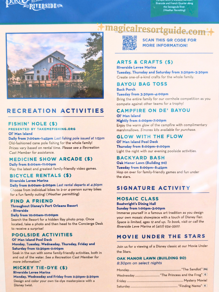 Disney's Port Orleans - Riverside Resort Activities & Recreation ...