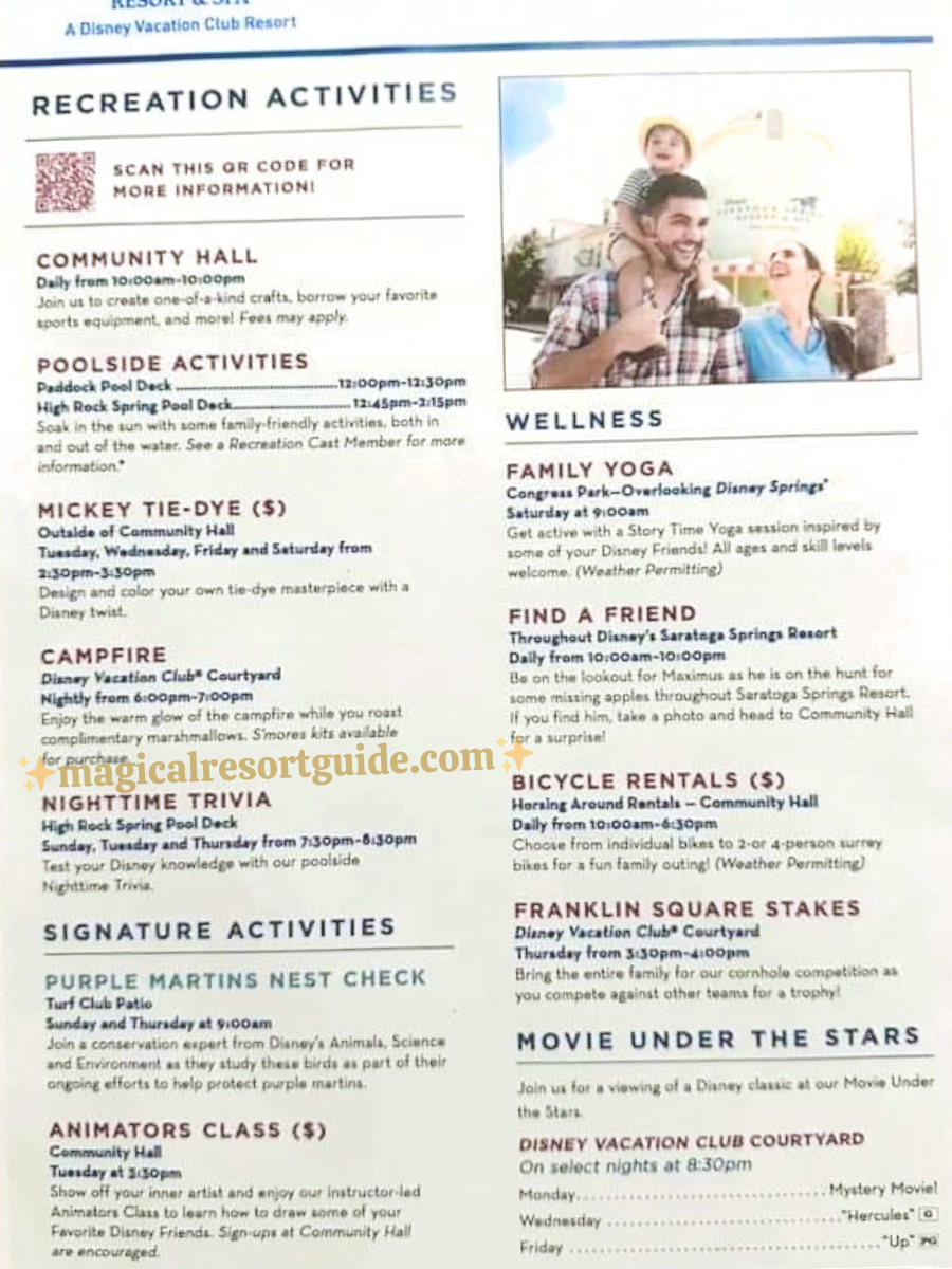 Disney's Saratoga Springs Resort Recreation Activities — Magical Resort ...