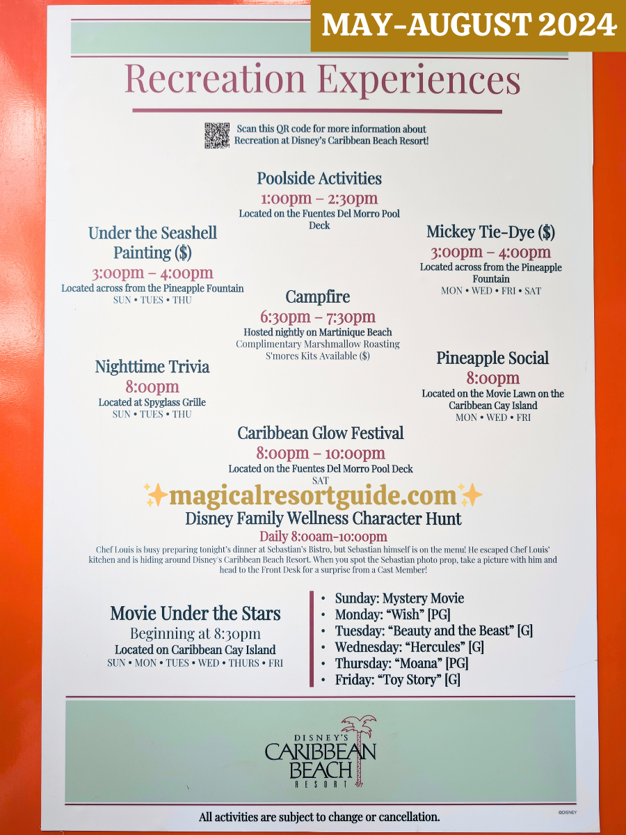 Disney's Caribbean Beach Resort Activity Calendar Archive — Magical ...