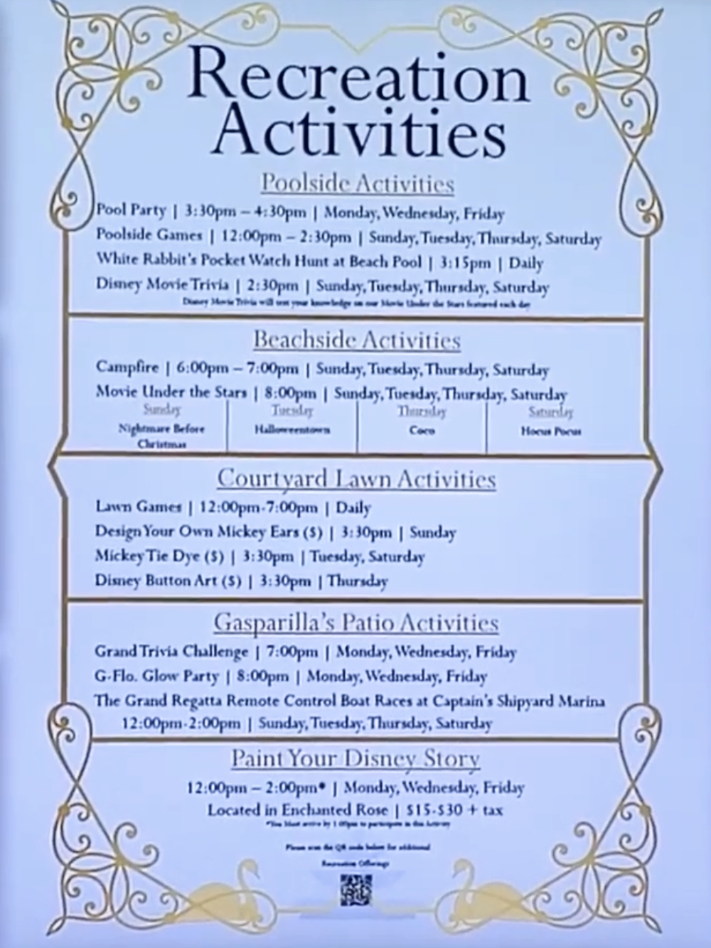 Disney's Grand Floridian Resort Activity Calendar Archive — Magical ...