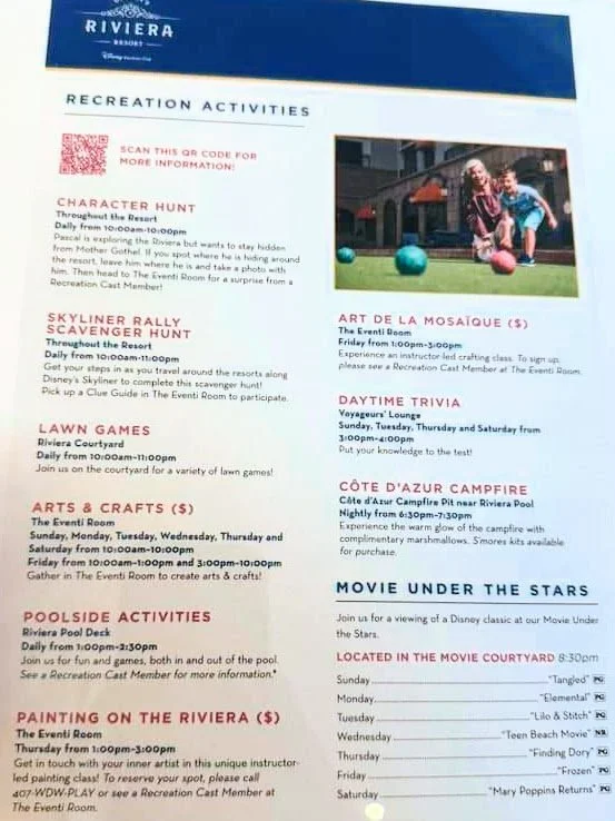 Disney's Riviera Resort Activity Calendar Archive — Magical Resort Guide