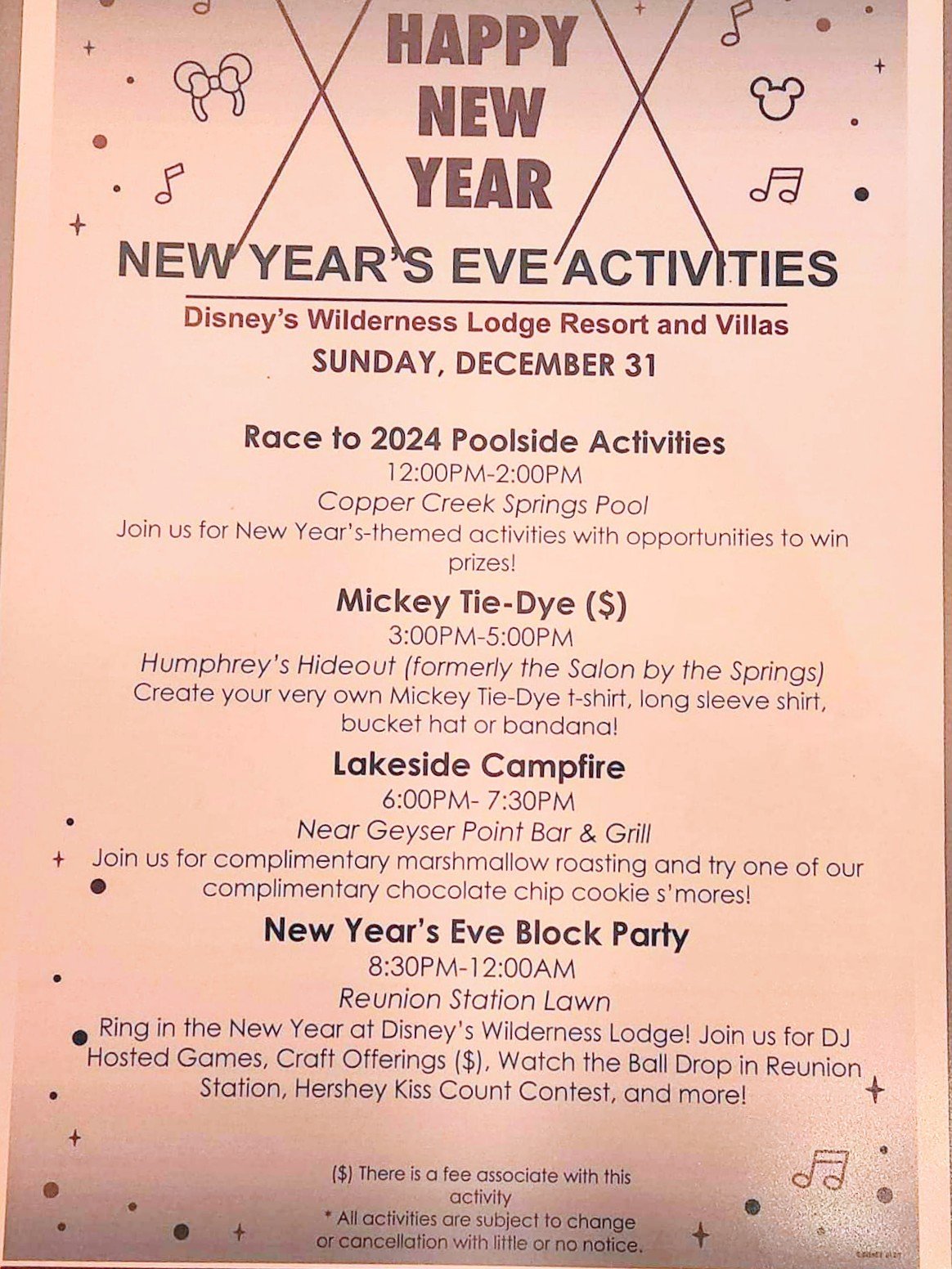 New Year's Eve Activities at Disney's Wilderness Lodge Resort — Magical ...
