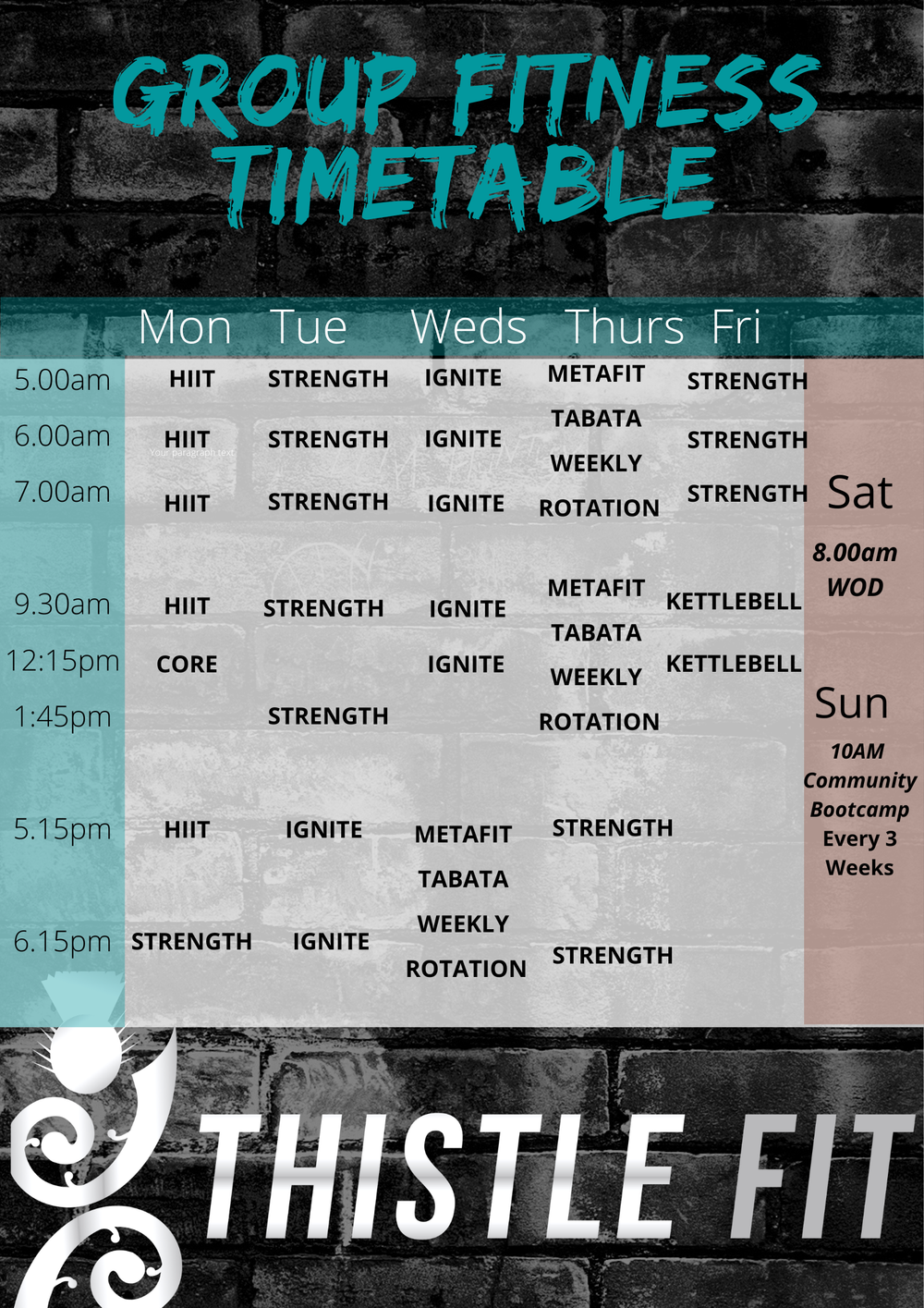Timetable — Thistle Fit