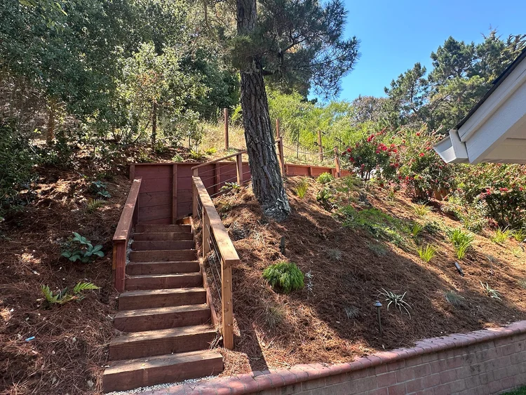 Seating Area on Hillside — Artistic Garden Designs | Silicon Valley ...