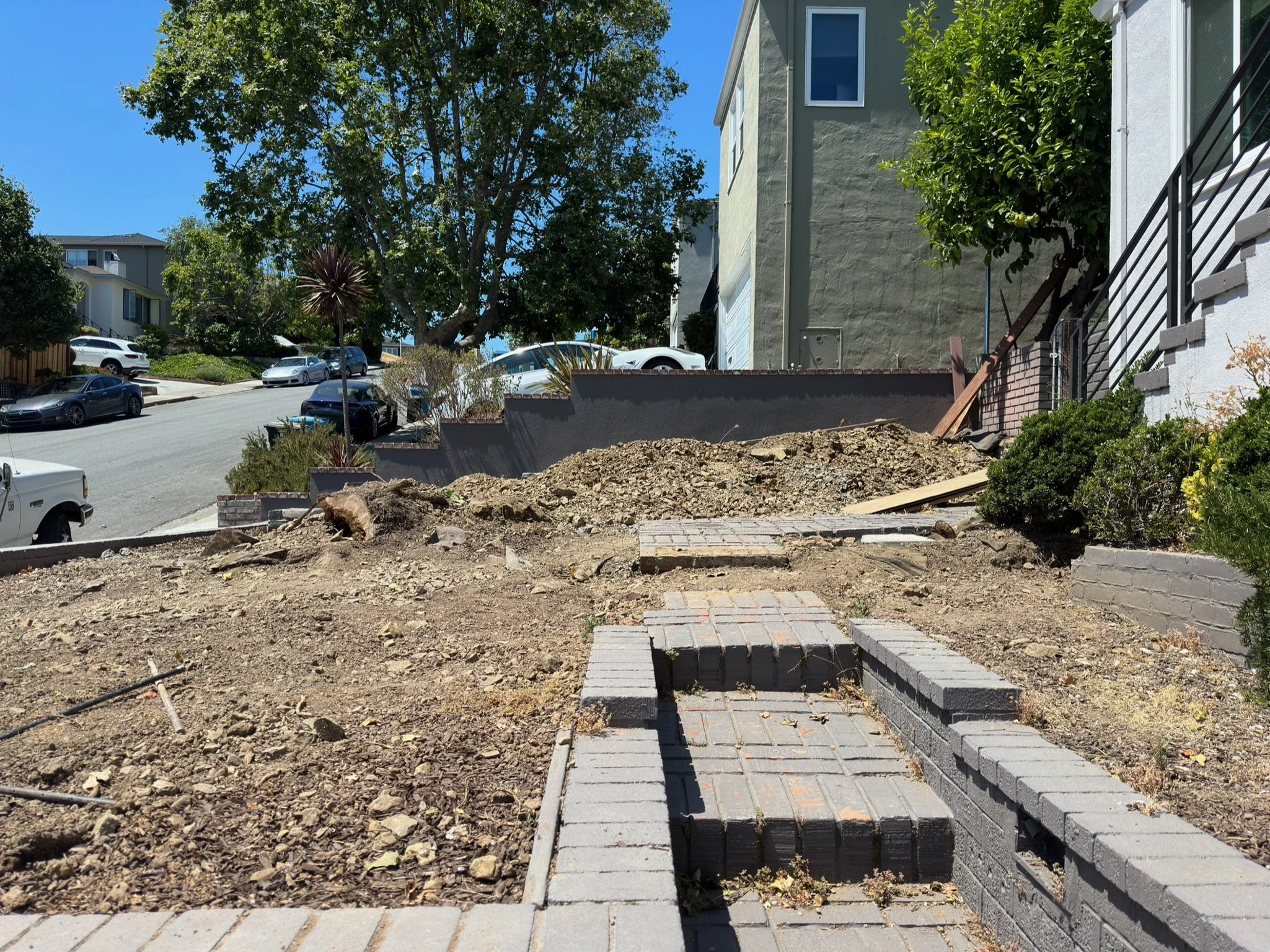 Redwood Stairs on Backyard Slope | Nature-Inspired Design | San Carlos ...