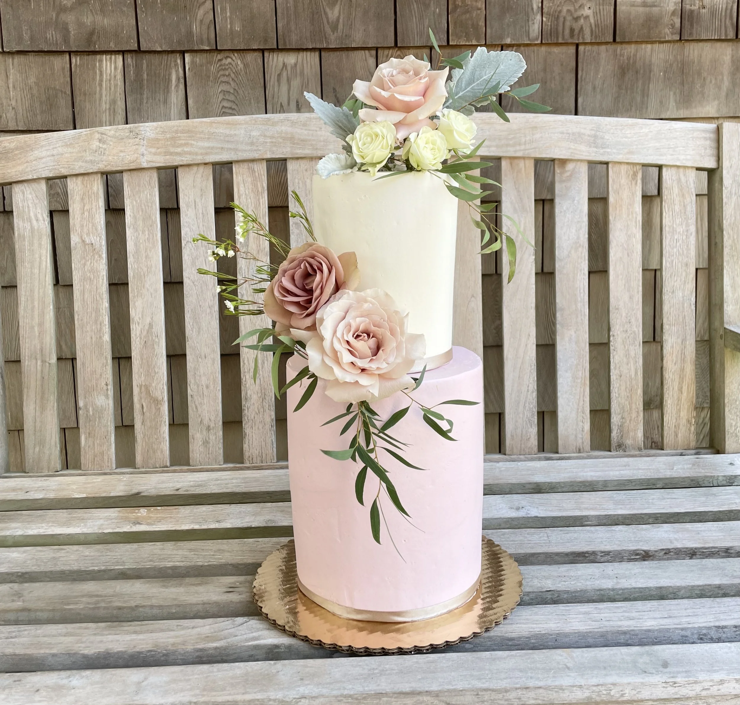 Pink And Taupe Wedding Cake