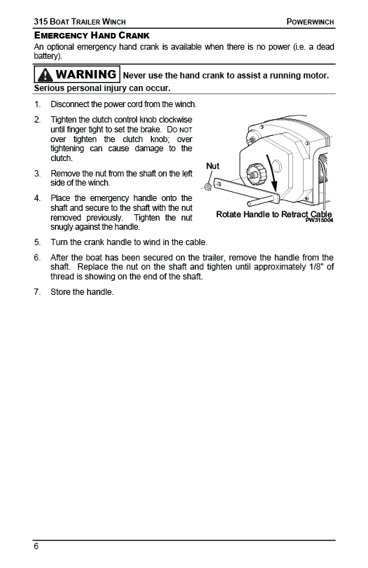 Model 315 Trailer Winch Manual | 12V Boat Trailer Winch | Powerwinch