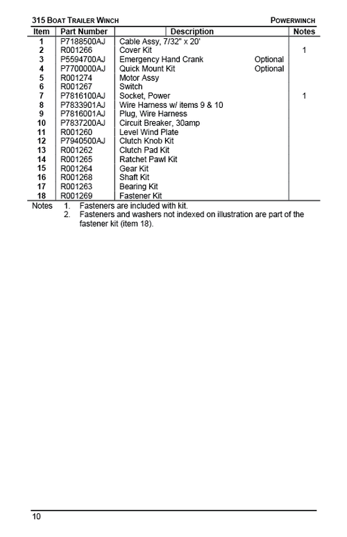 Model 315 Trailer Winch Manual | 12V Boat Trailer Winch | Powerwinch