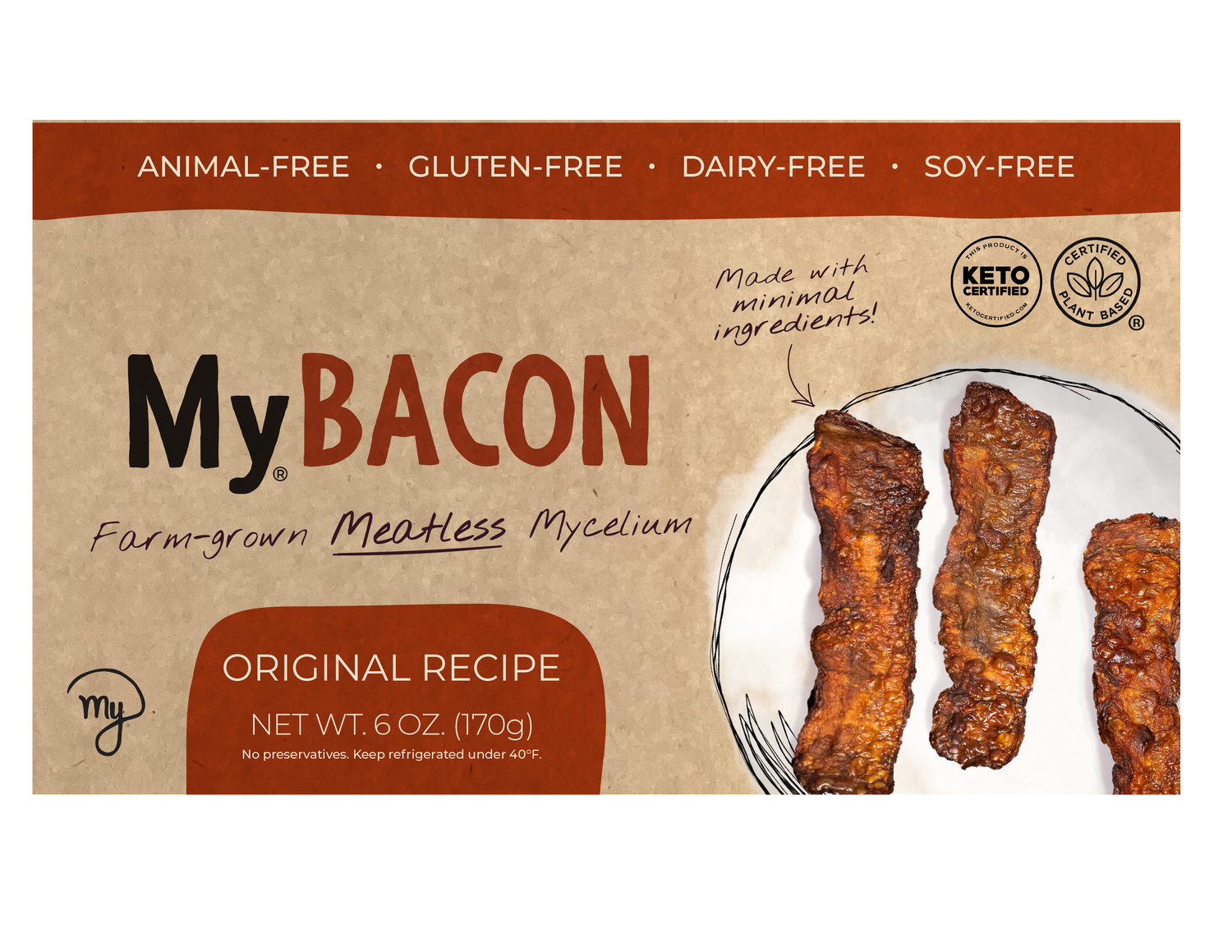 MyBacon's Nutrition Facts Panel and list of minimal ingredients ...