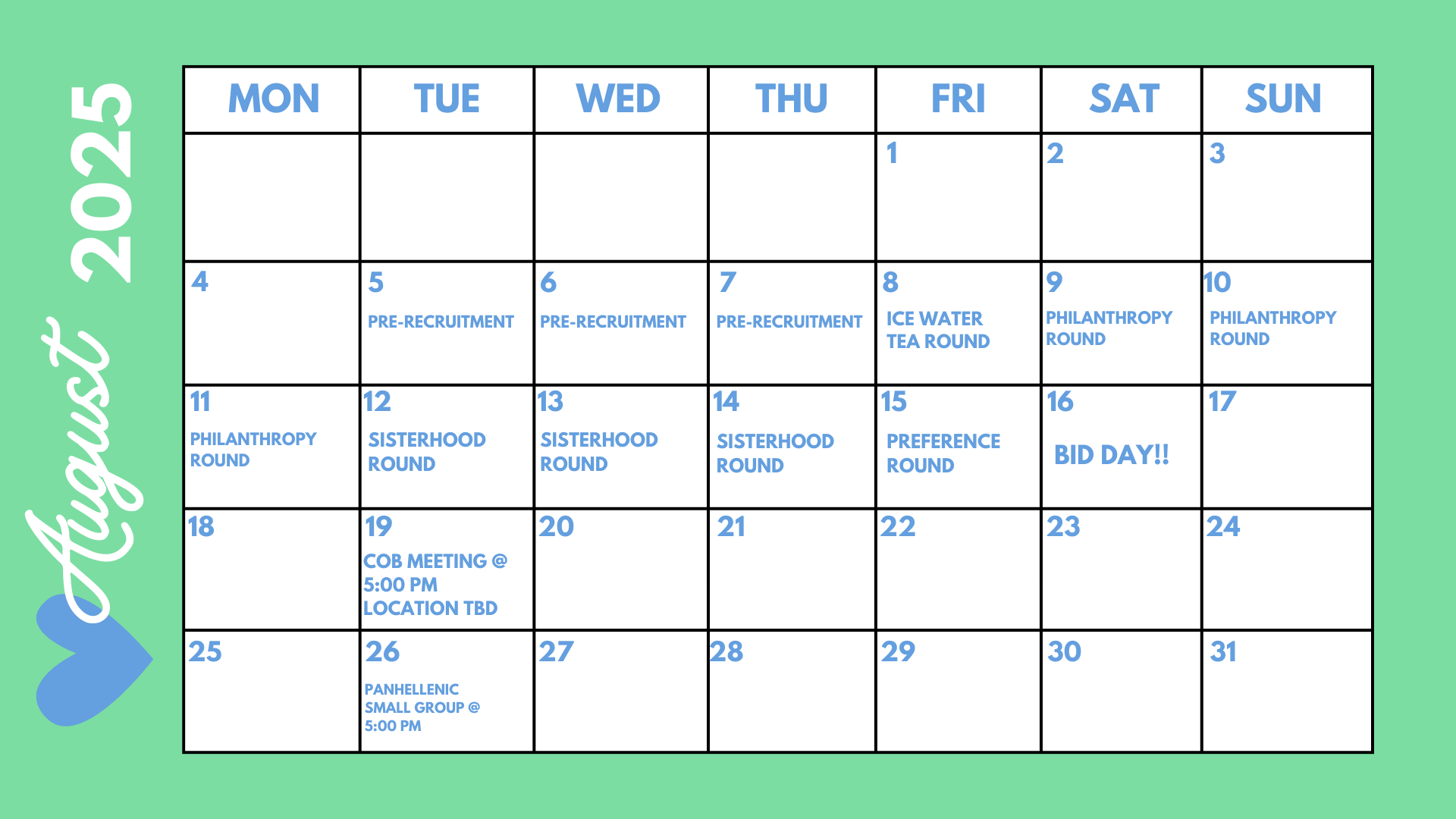 Calendar — Auburn University Panhellenic