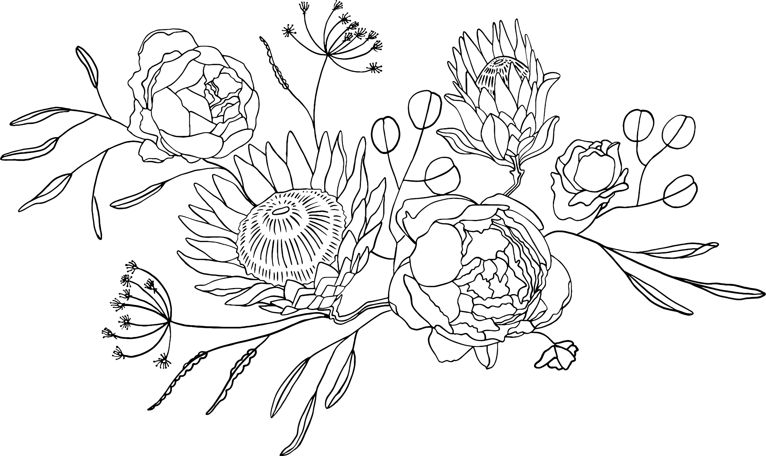 Horizontal Flower Arrangement Drawing | Best Flower Site