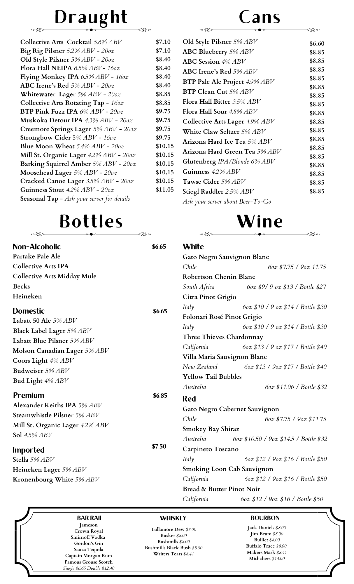 Menu — Irene's Pub