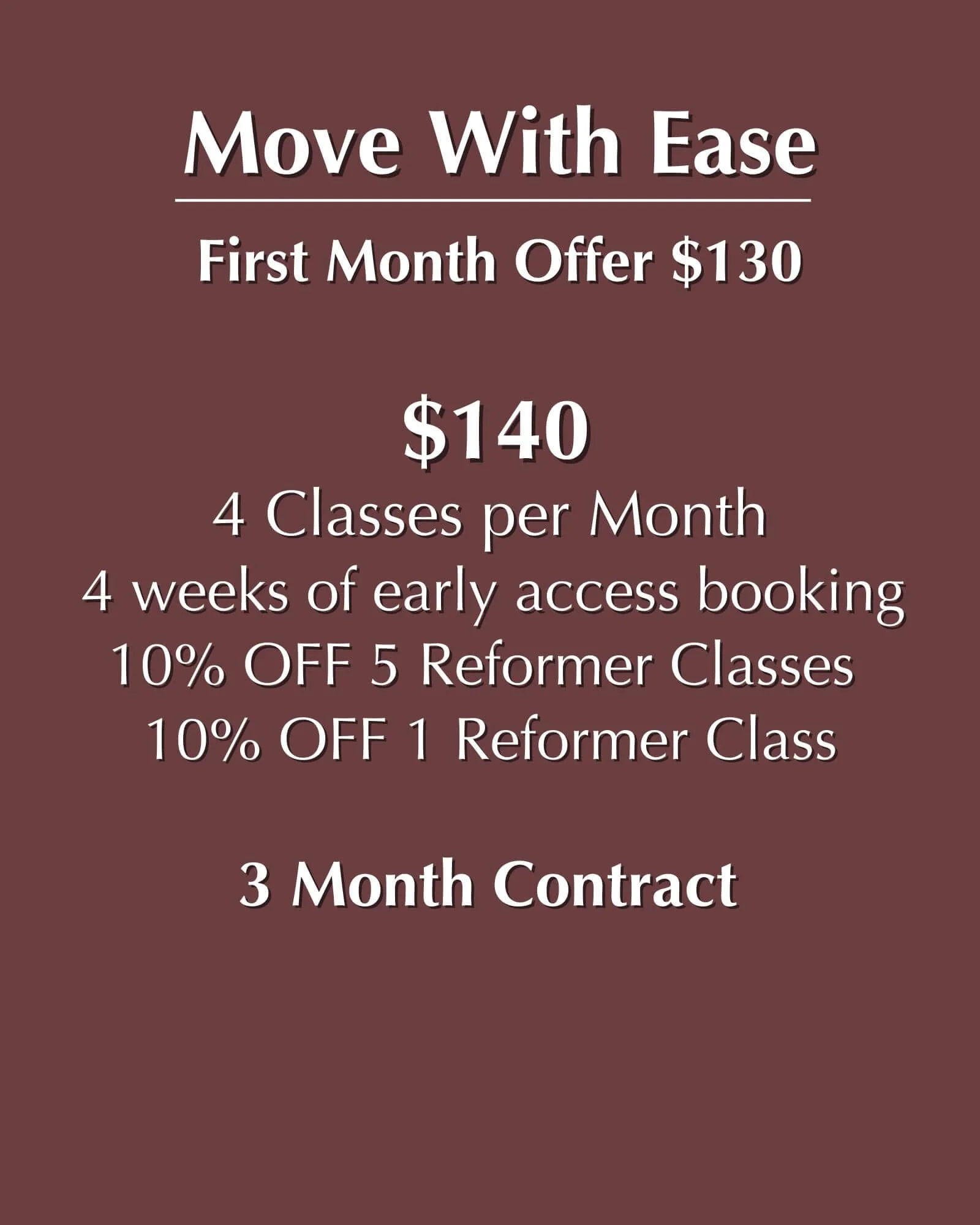 Reformer Class Schedule — Move With Studio