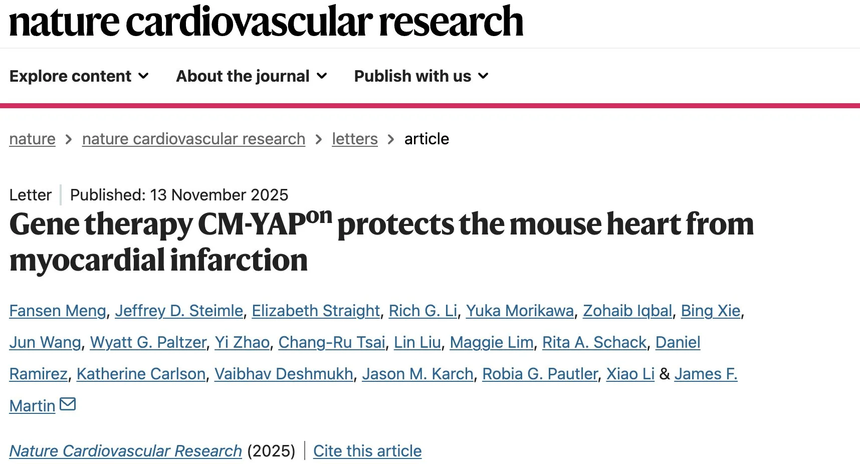 Dr. Meng’s Gene Therapy Paper Published! - Martin Heart Lab