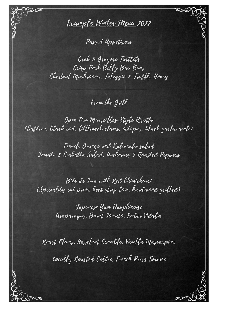 Weddings; custom menus, professional staffing, event management ...