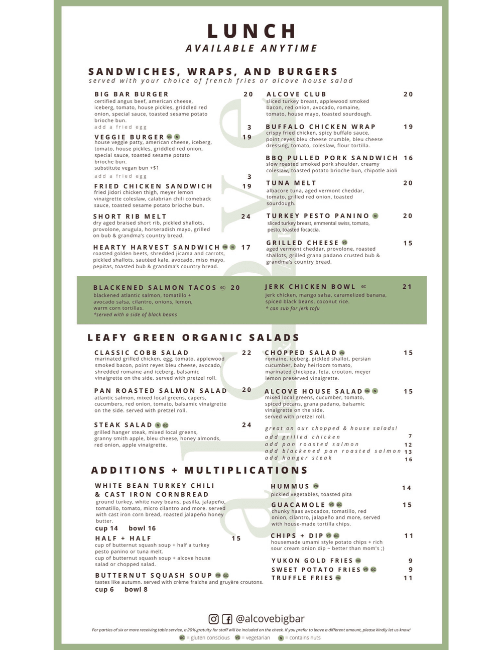 Alcove Menus — Alcove