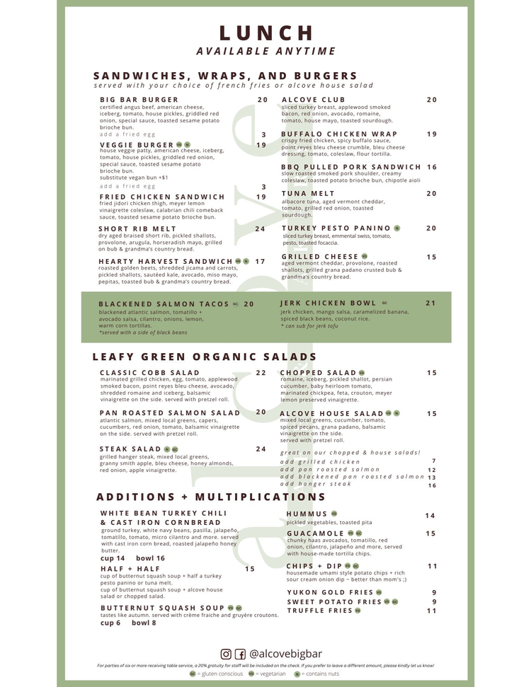 Alcove Menus — Alcove