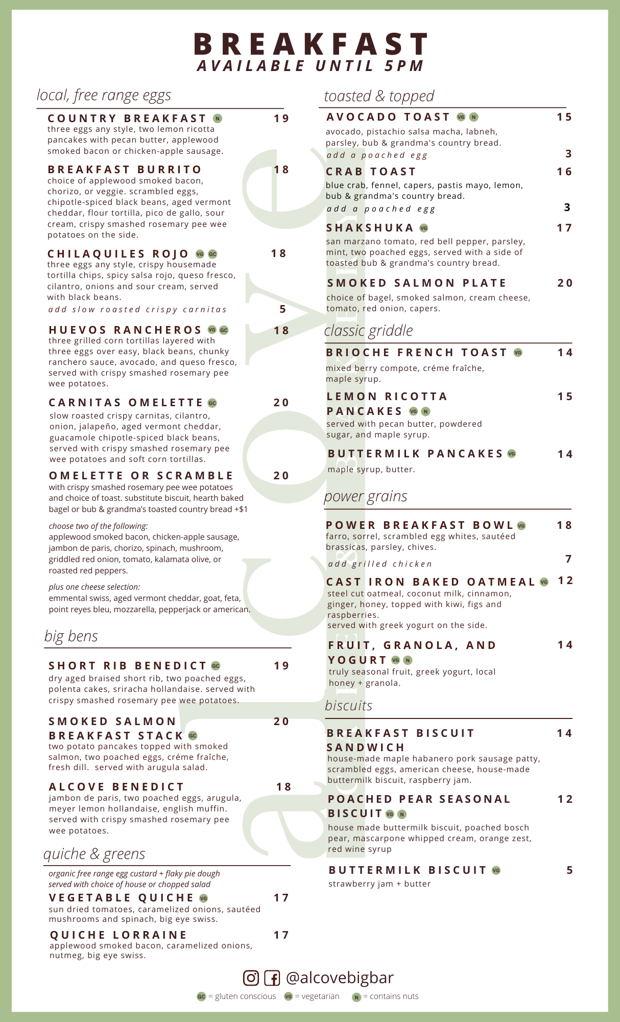 Alcove Menus — Alcove