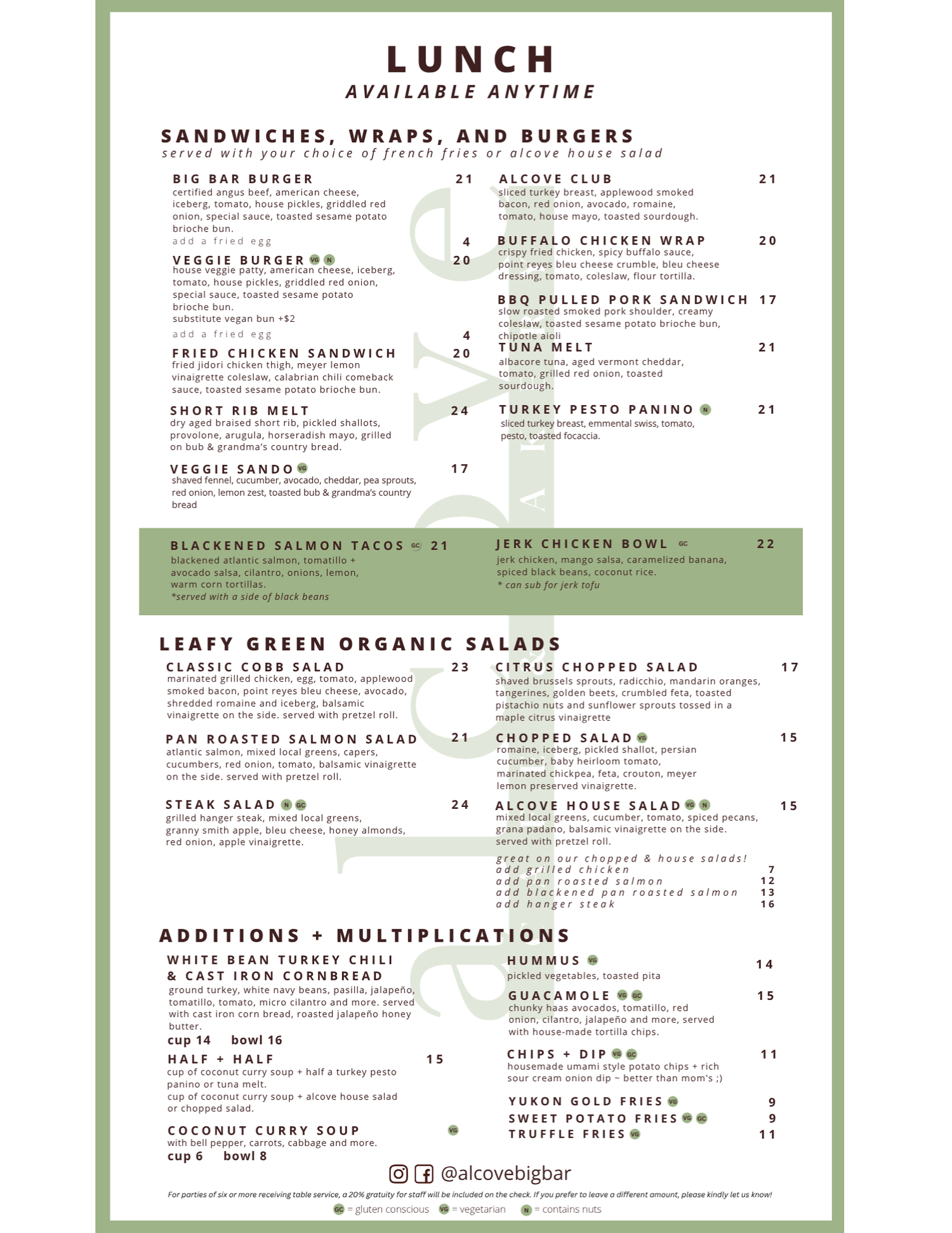 Alcove Menus — Alcove