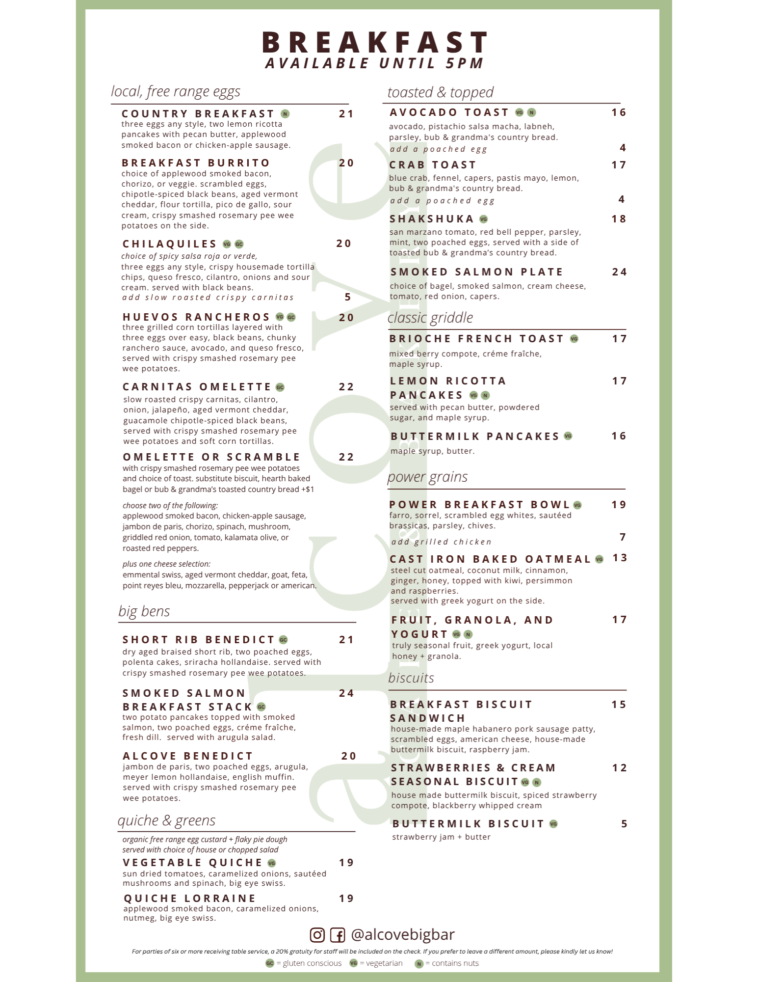 Alcove Menus — Alcove