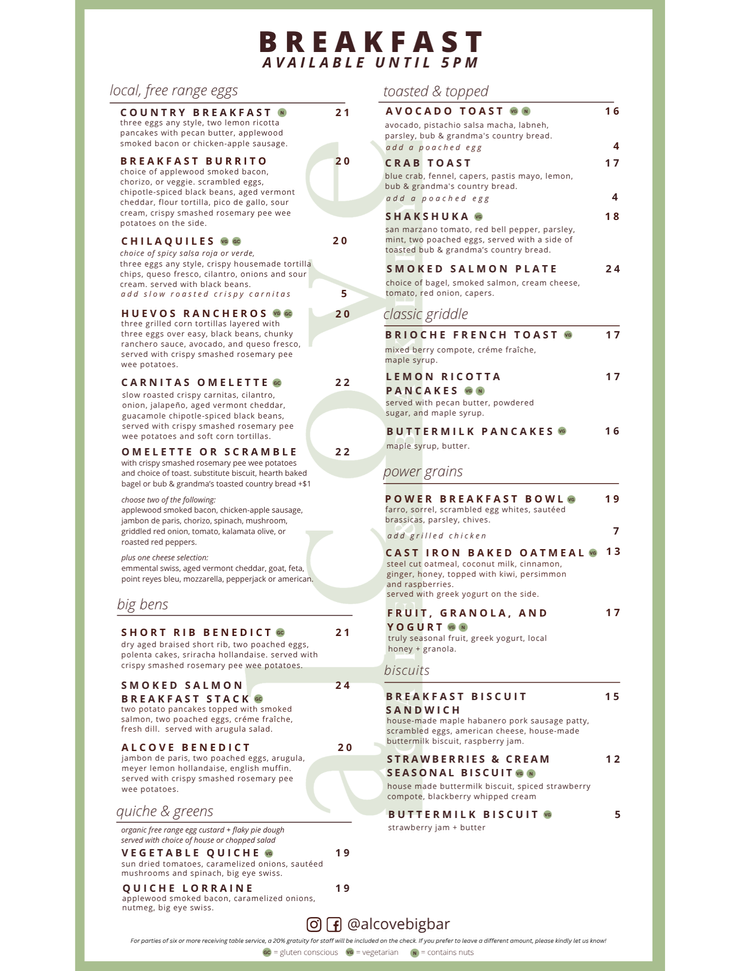 Alcove Menus — Alcove