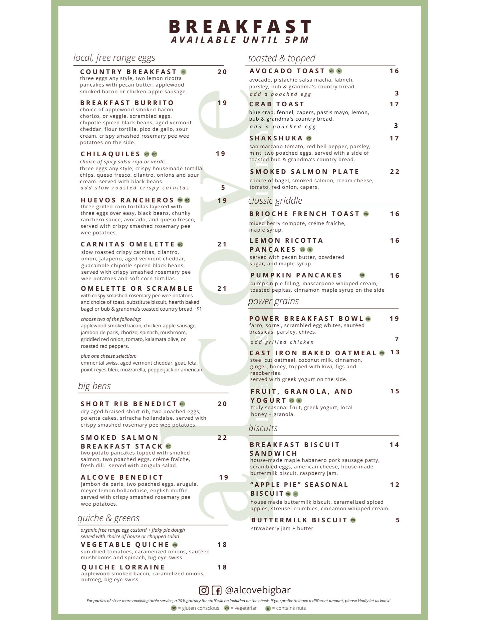 Alcove Menus — Alcove