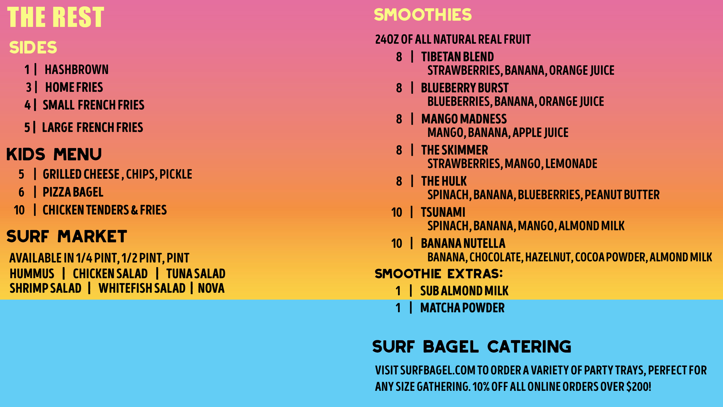 Our Menu | Surf Bagel | Bagels, Sandwiches, Smoothies & More