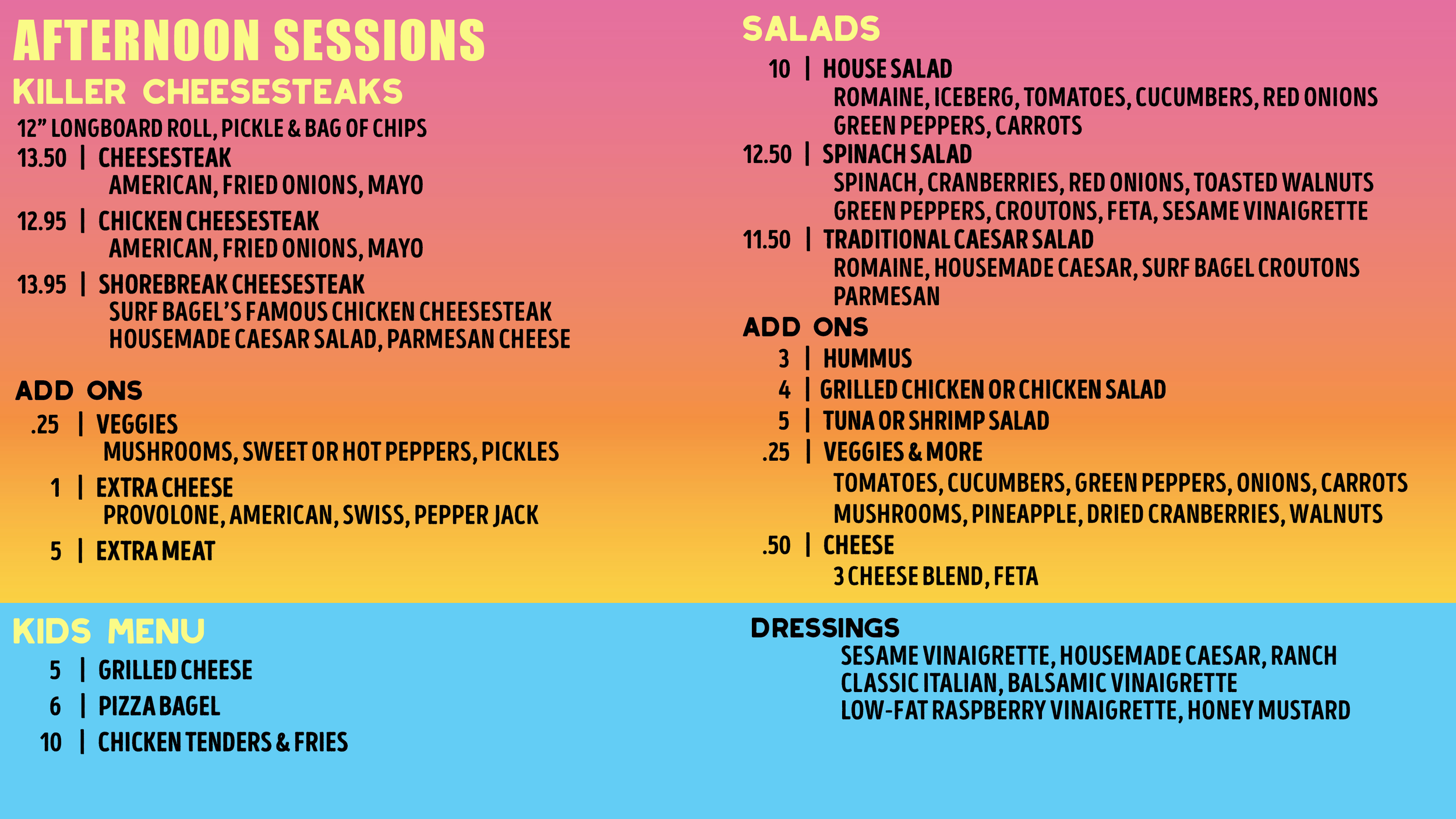 Our Menu | Surf Bagel | Bagels, Sandwiches, Smoothies & More