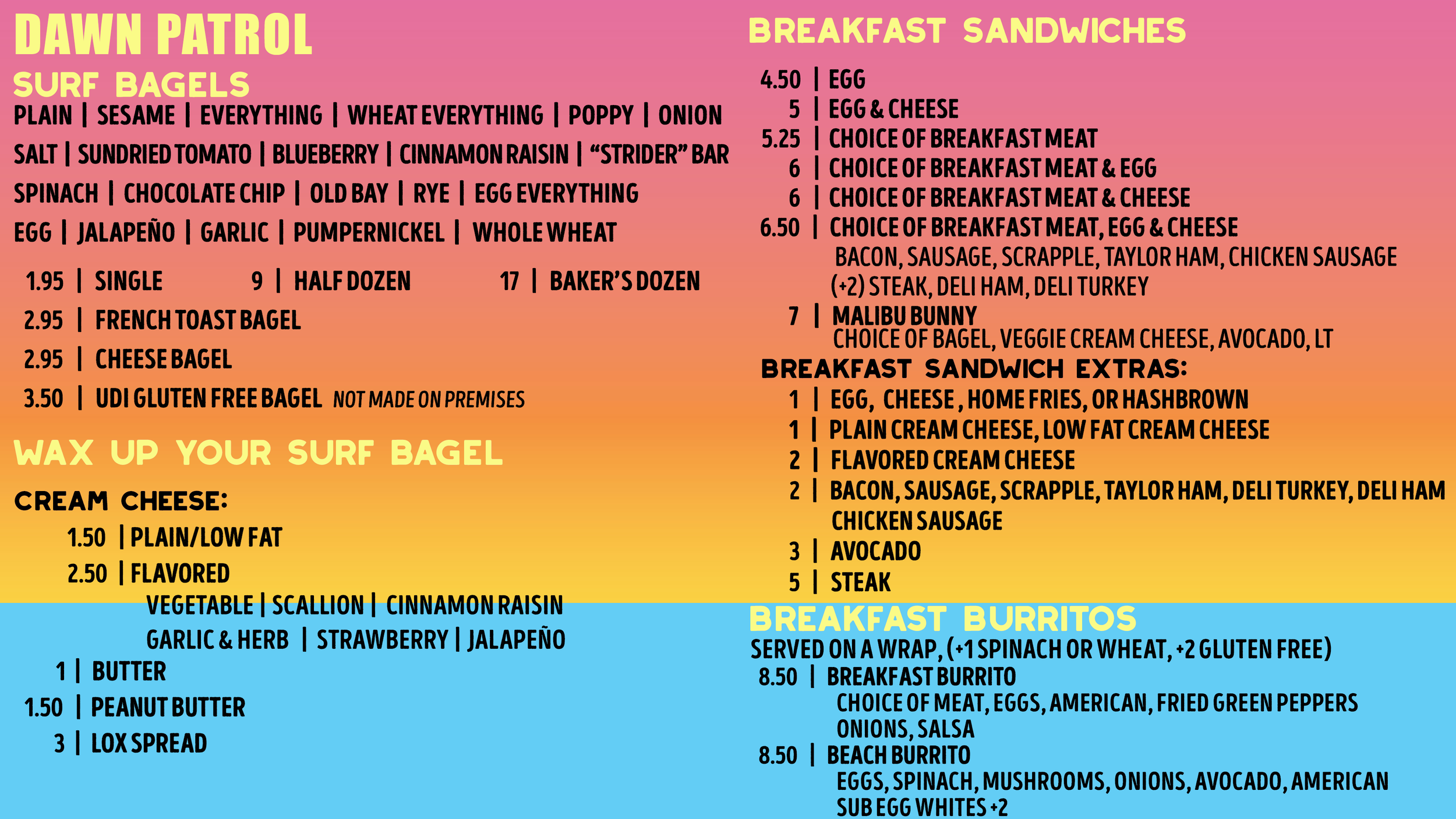 Our Menu | Surf Bagel | Bagels, Sandwiches, Smoothies & More