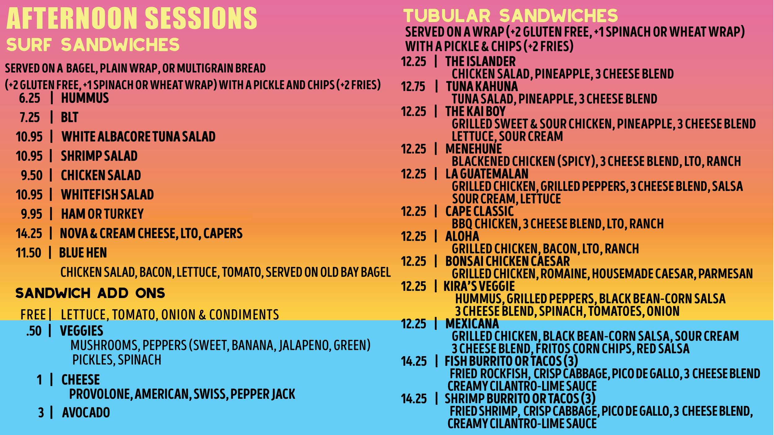 Our Menu | Surf Bagel | Bagels, Sandwiches, Smoothies & More