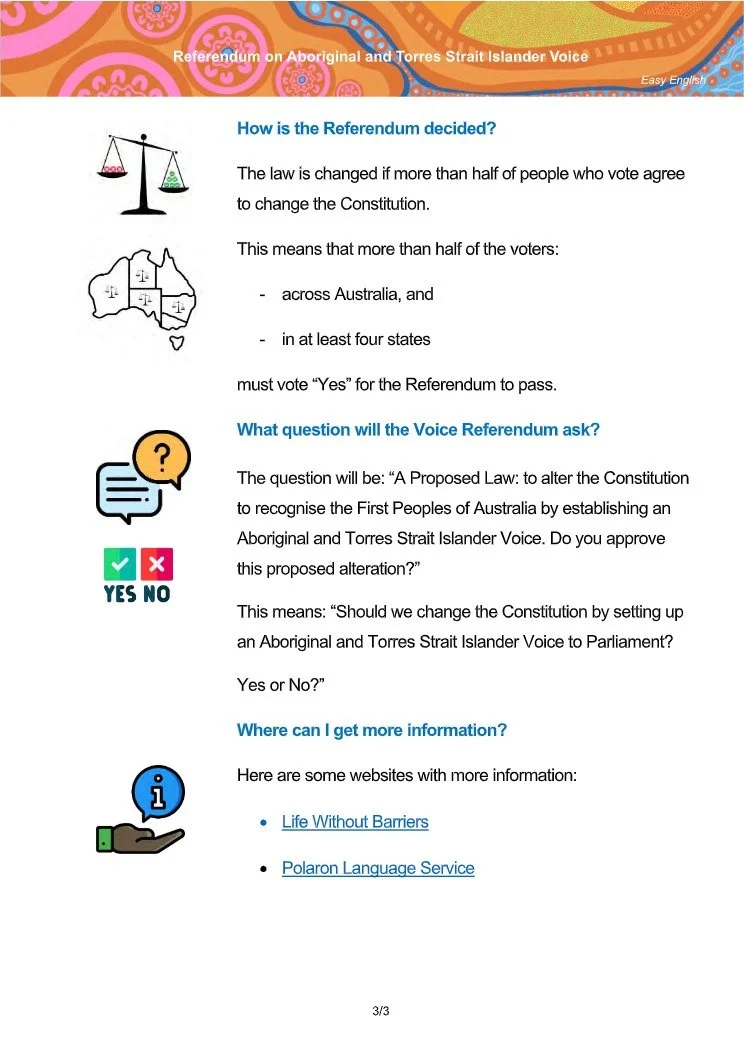 The Aboriginal and Torres Strait Islander Voice - Easy English Fact ...
