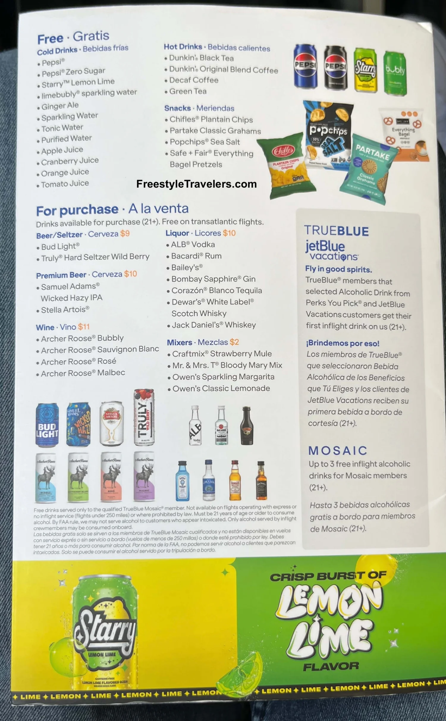 JetBlue Airways Drink Prices & Inflight Menu for US Domestic Flights ...