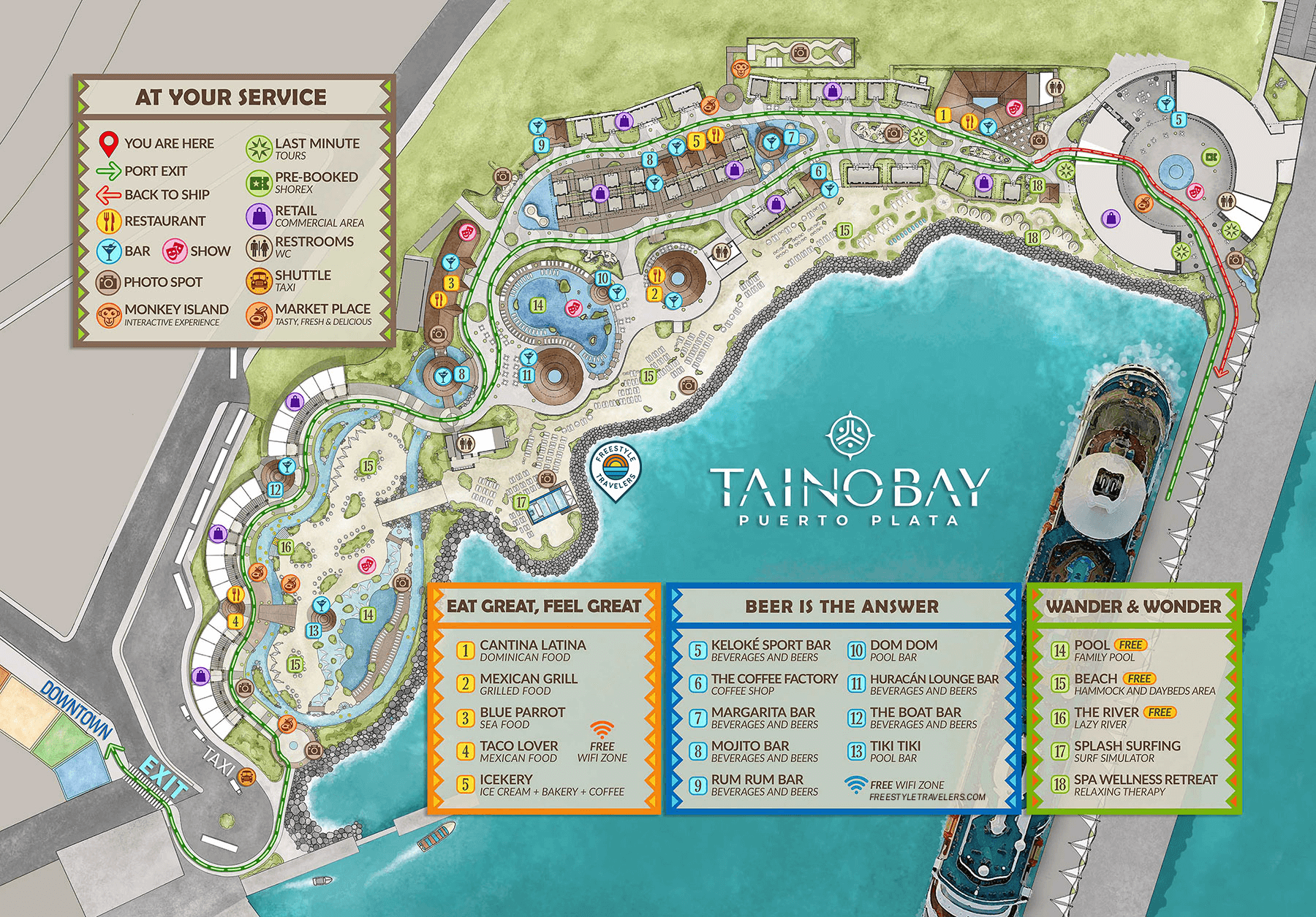 Complete Guide to Taino Bay in Puerto Plata - Map, Attractions, Menus ...