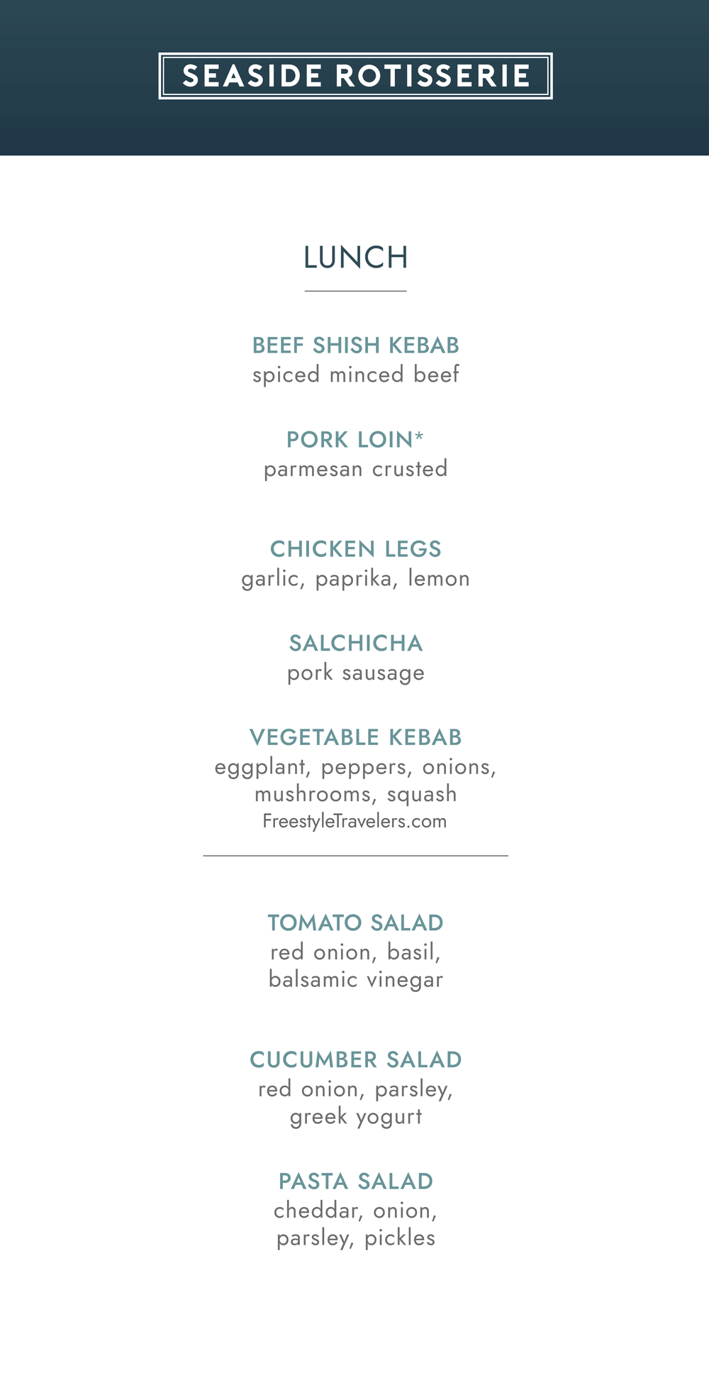 Norwegian Cruise Line Indulge Food Hall PDF Menus & Food Photos ...