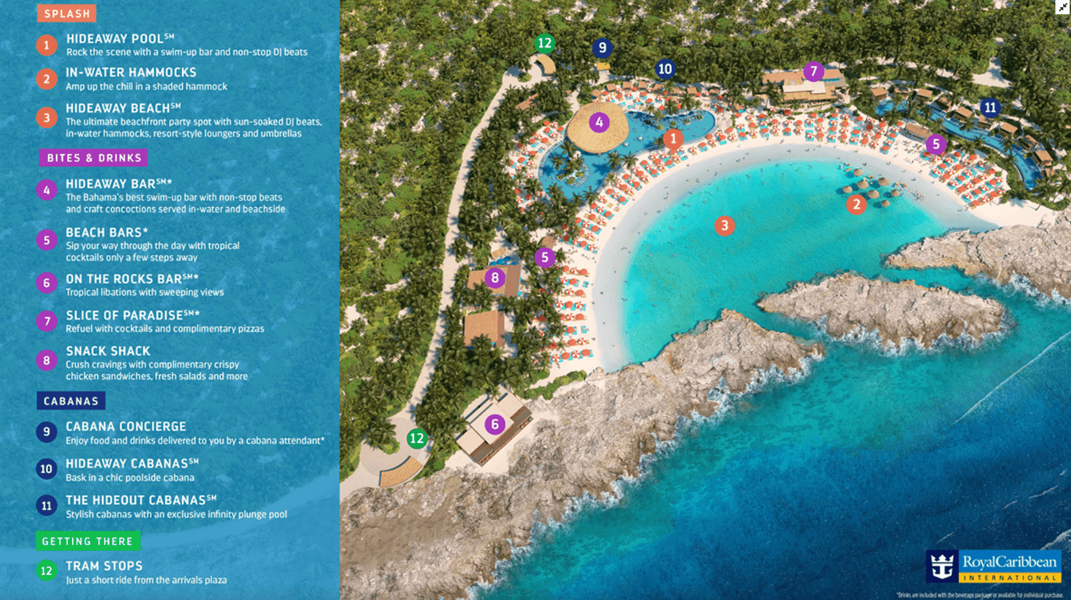Perfect Day at CocoCay - Hideaway Beach Photos, Info, & Map ...