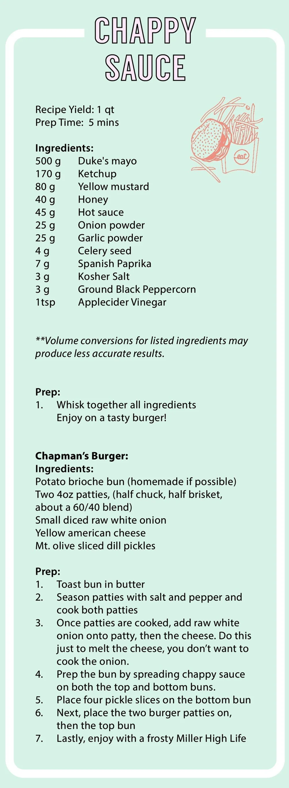 Chappy Sauce (& Burger!) Recipe - Chapman's Eat Market — Chapman's Eat ...