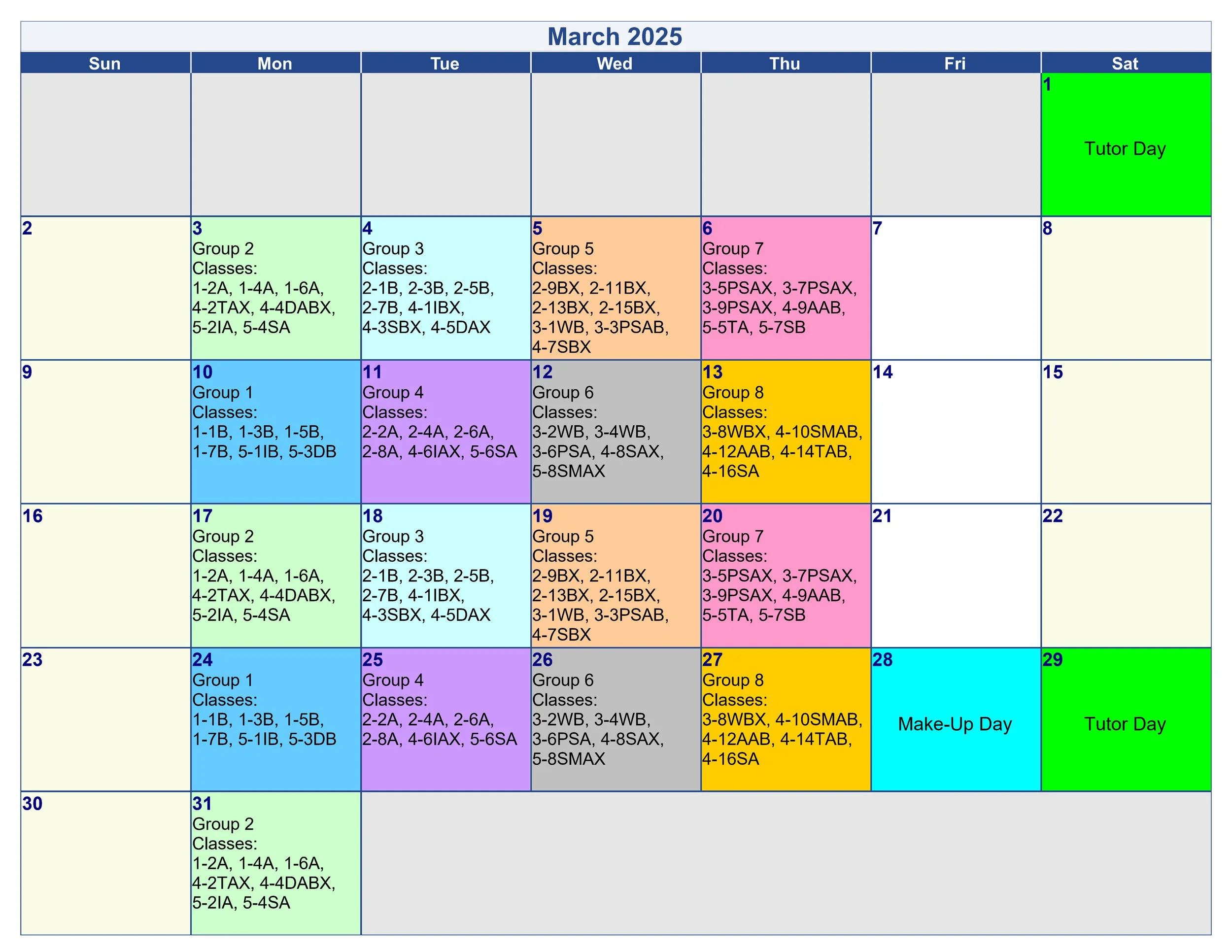 Day Class Schedule — Sheet Metal Apprenticeship