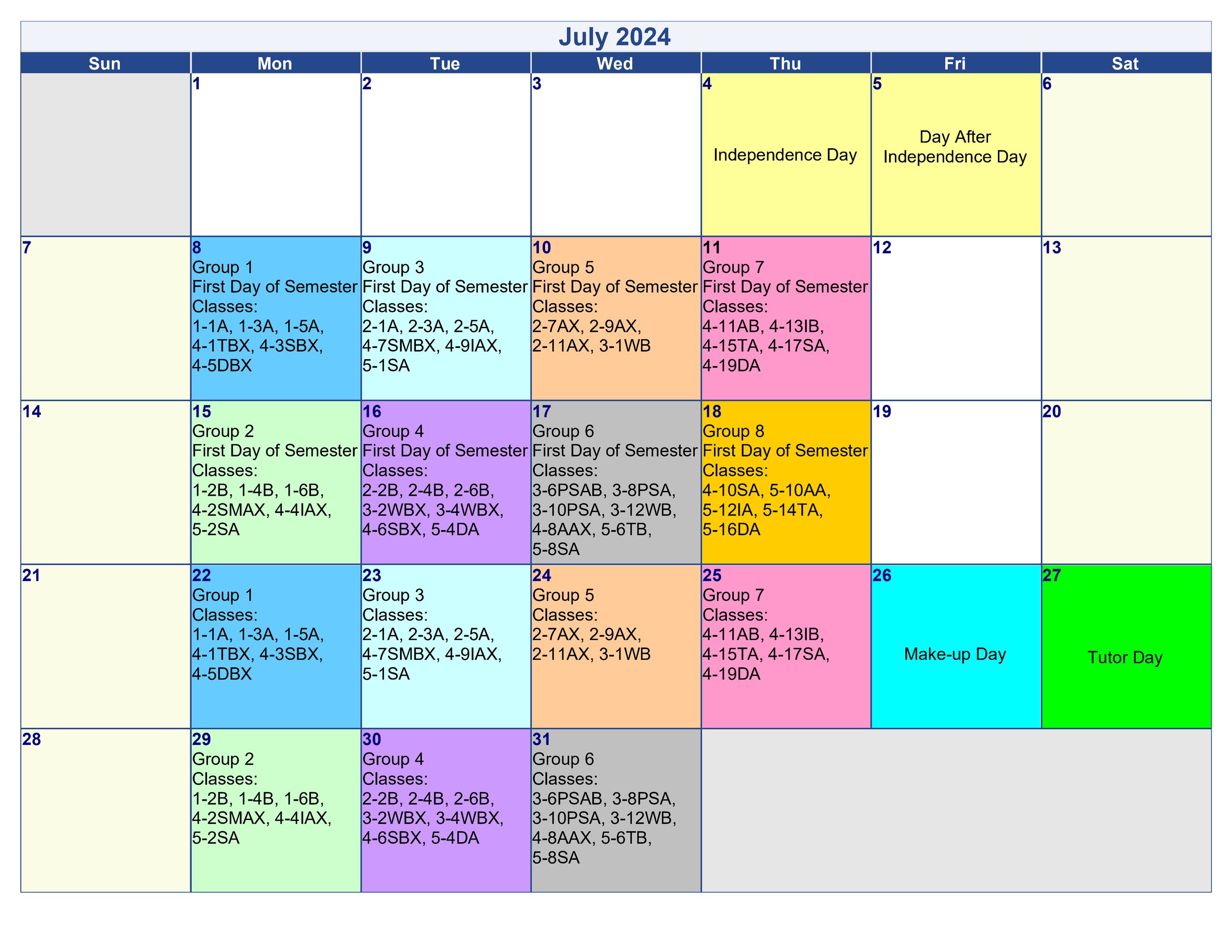 Day Class Schedule — Sheet Metal Apprenticeship