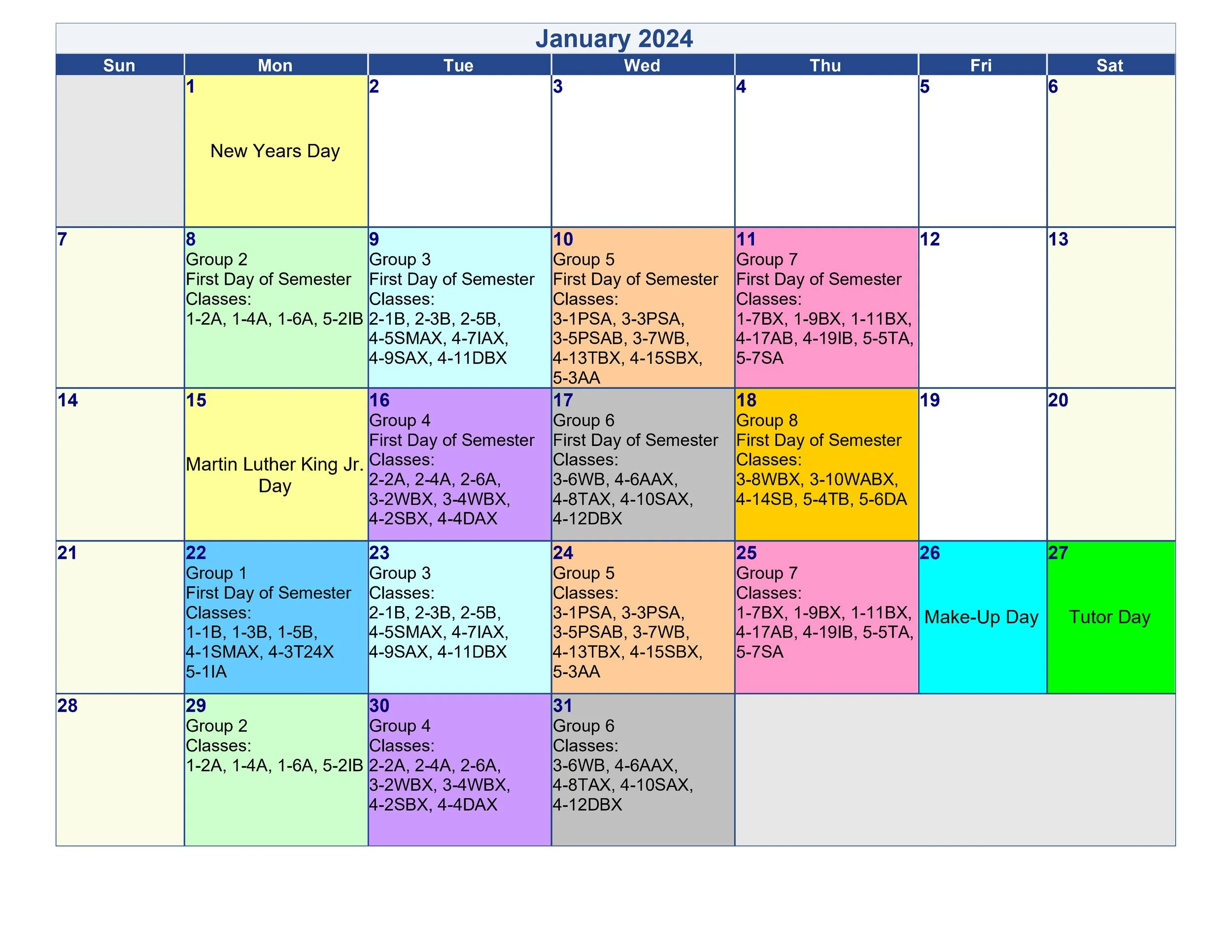 Day Class Schedule — Sheet Metal Apprenticeship