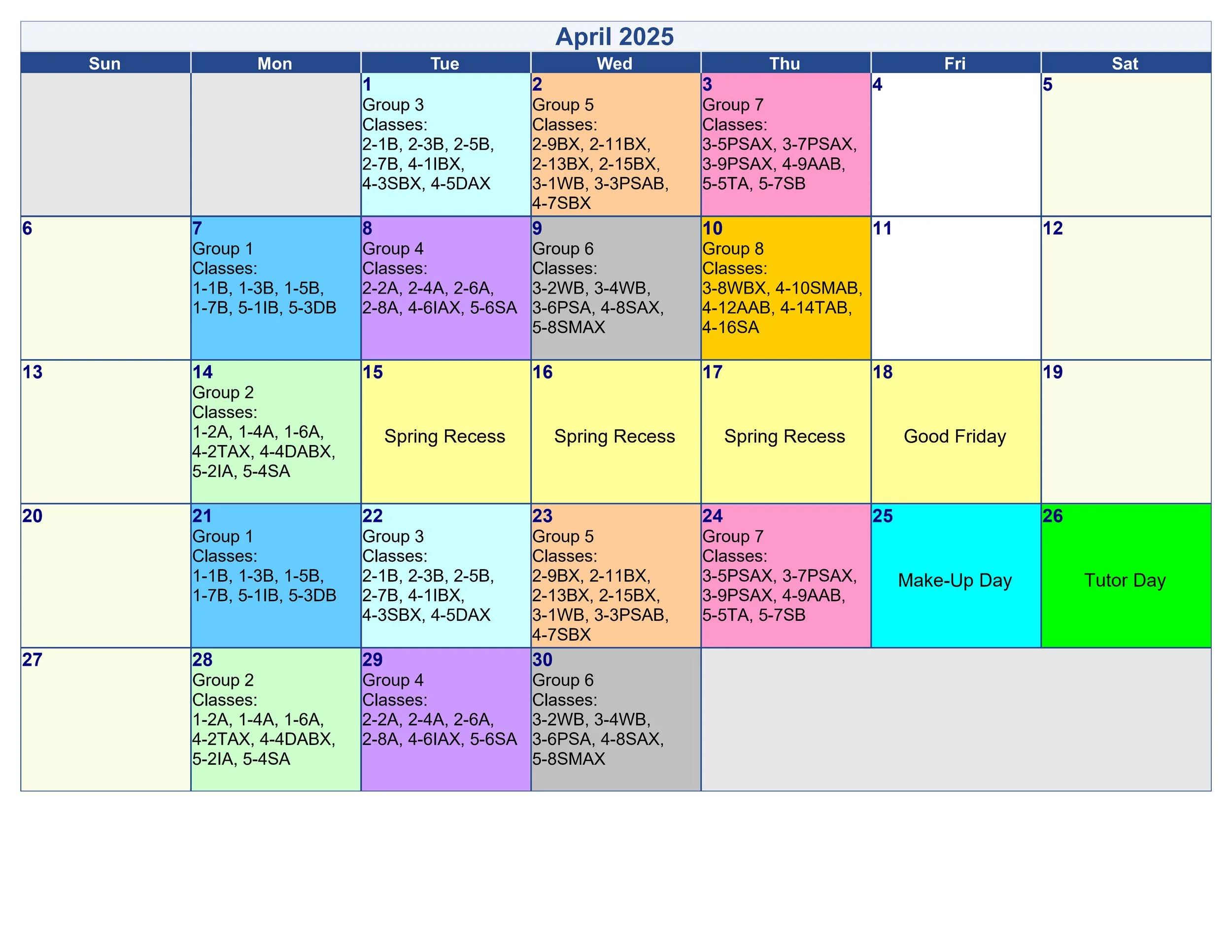 Day Class Schedule — Sheet Metal Apprenticeship