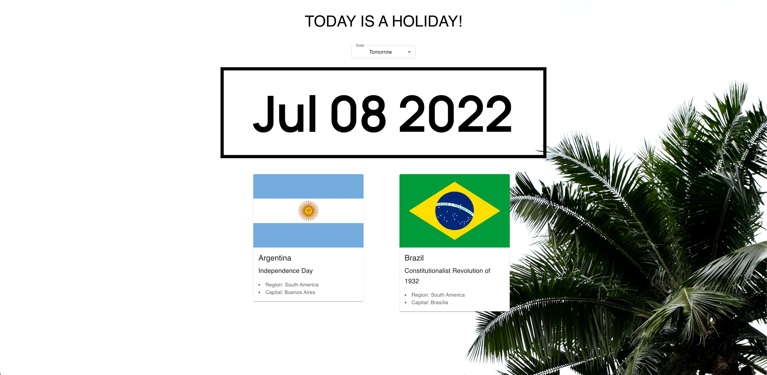 GitHub - sonyakim-dev/today-is-holiday: Display today’s holidays from ...