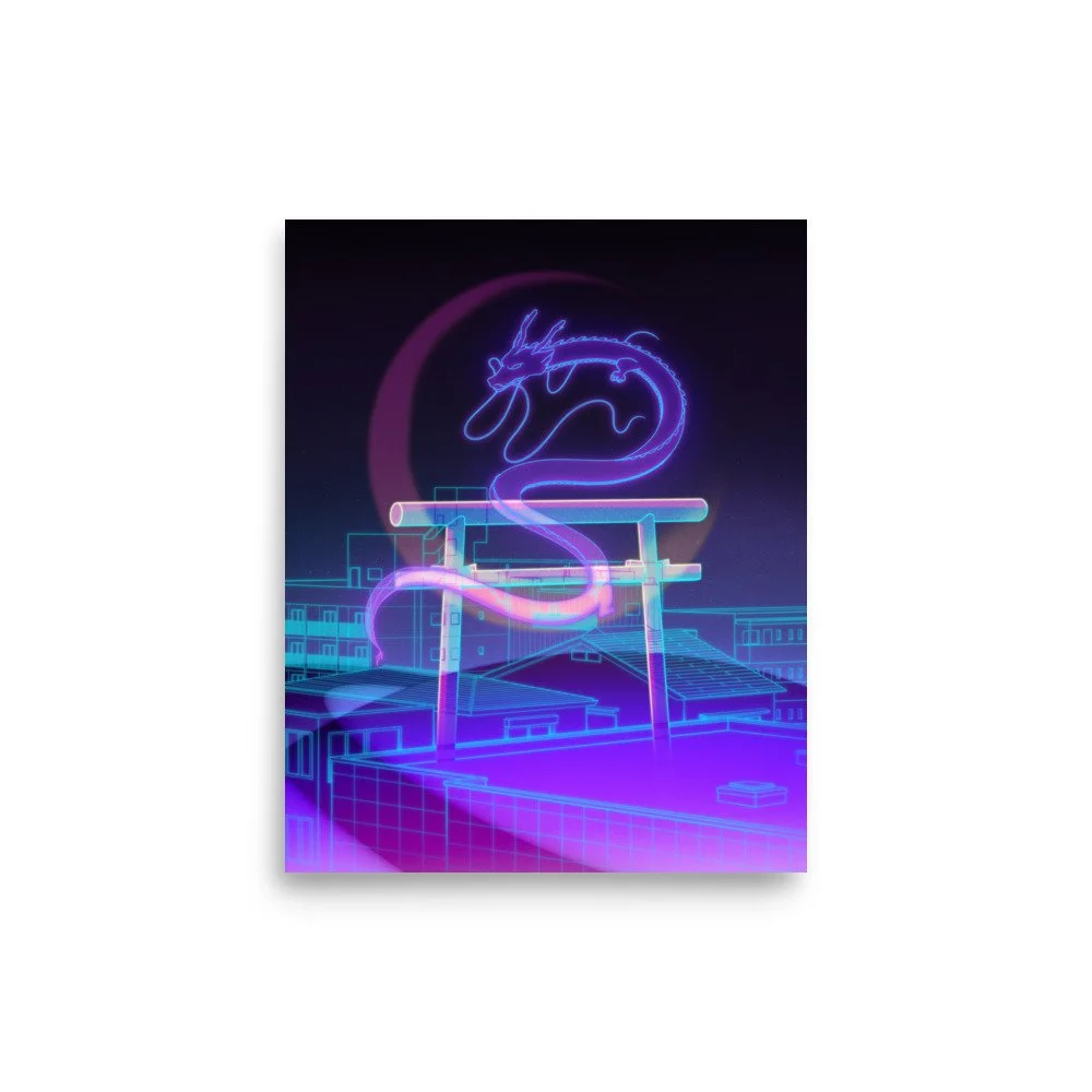 Neon Spirit Moon Poster — SURUDENISE